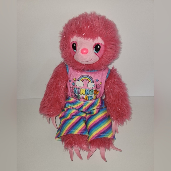 Toys | Build A Bear Workshops Pink Sparkle Sloth Blue Eyes Hook Loop Hands Feet | Poshmark